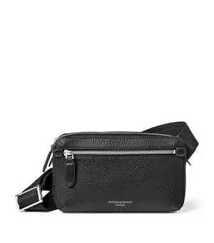 ASPINAL OF LONDON Leather Reporter Belt Bag - Black