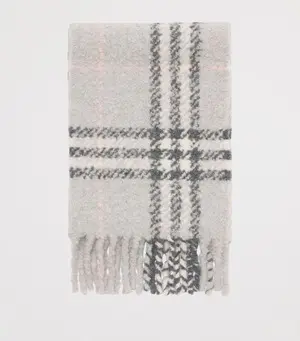 Burberry Alpaca-wool Bouclé Check Scarf - Grey