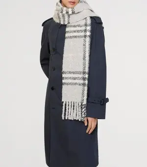 Burberry Alpaca-wool Bouclé Check Scarf - Grey