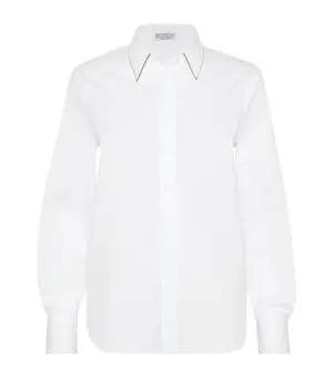 Brunello Cucinelli Stretch-cotton Poplin Monili Shirt - White