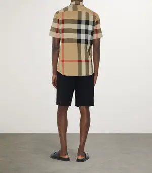 Burberry Cotton Enlarged-check Short-sleeve Shirt - Beige