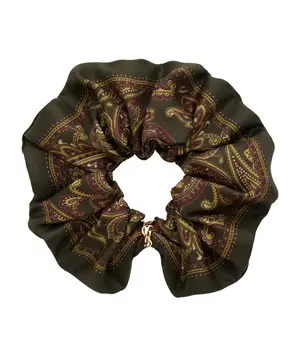 Saint Laurent Silk Paisley Scrunchie - Green