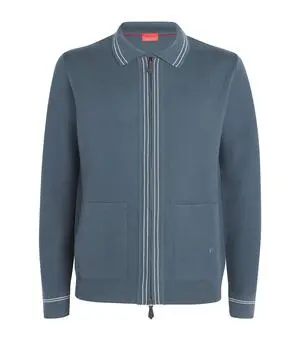 Isaia Silk-wool-cashmere Zip-up Cardigan