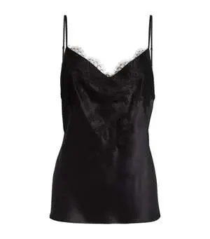 MARJOLAINE Silk Lace-trim Baccarat Camisole - Black