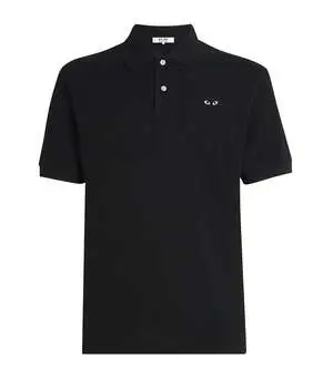 Play Comme Des Garcon Heart Logo Polo Shirt - Black