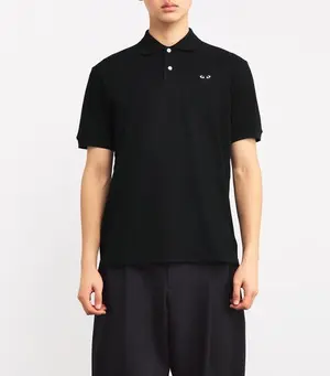 Play Comme Des Garcon Heart Logo Polo Shirt - Black