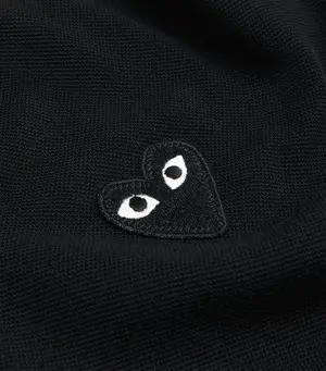 Play Comme Des Garcon Heart Logo Polo Shirt - Black