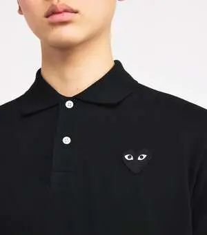 Play Comme Des Garcon Heart Logo Polo Shirt - Black