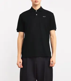 Play Comme Des Garcon Heart Logo Polo Shirt - Black