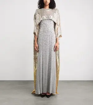 Jenny Packham Cassia Sequin Cape - Silver