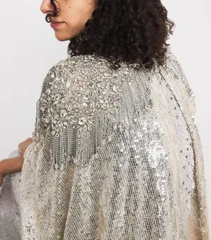 Jenny Packham Cassia Sequin Cape - Silver