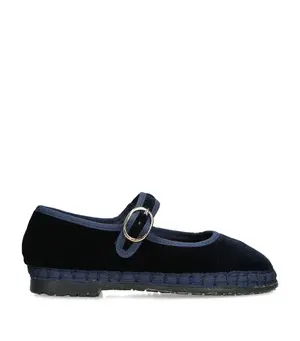 FLABELUS Velvet Molly Mary Janes - Blue