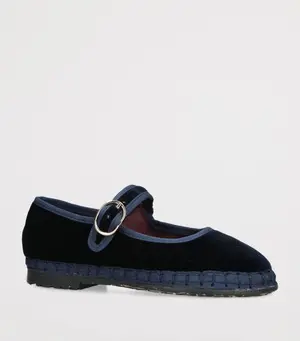 FLABELUS Velvet Molly Mary Janes - Blue