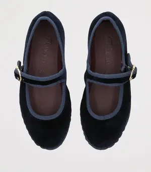 FLABELUS Velvet Molly Mary Janes - Blue