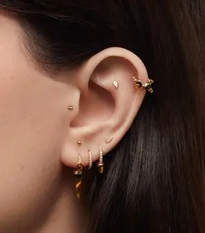 MARIA TASH Gold Ball Threaded Stud Earring