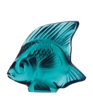 Lalique Crystal Fish Sculpture - Turquoise