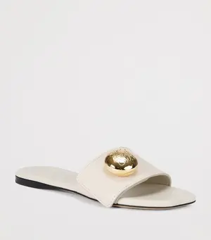 Loewe Leather Pebble Slides - Ivory