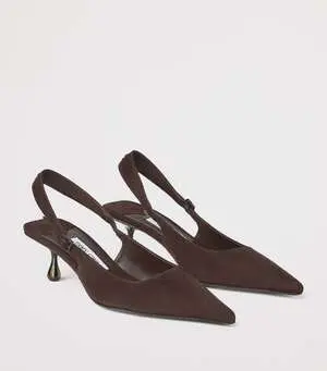 JIMMY CHOO Amel 50 Leather Slingback Pumps - Brown