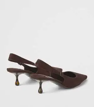 JIMMY CHOO Amel 50 Leather Slingback Pumps - Brown