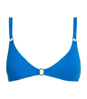 Melissa Odabash Ribbed Montenegro Triangle Bikini Top - Blue