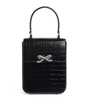 SELF-PORTRAIT Mini Croc-embossed Top-handle Bag