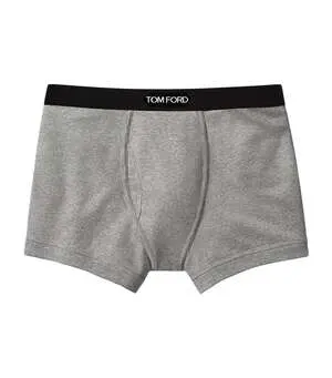 TOM FORD Stretch-cotton Logo Boxers - Grey