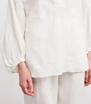 Eleventy Linen Floral-embroidered Blouse