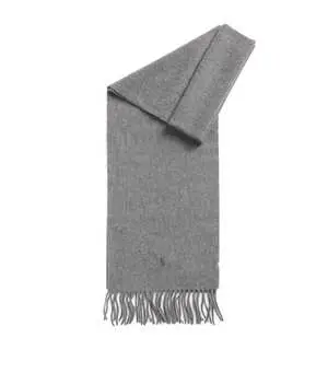 Polo Ralph Lauren Cashmere Polo Pony Fringe Scarf - Grey