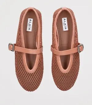 Alaïa Mesh Ballet Flats - Nude