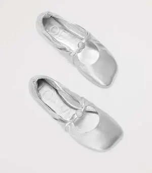 Loewe Leather Pebble Ballerina Flats - Silver