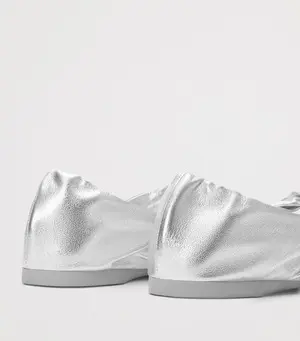 Loewe Leather Pebble Ballerina Flats - Silver