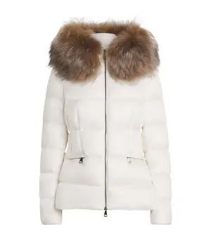 Moncler Shearling-trim Boed Puffer Jacket - Beige