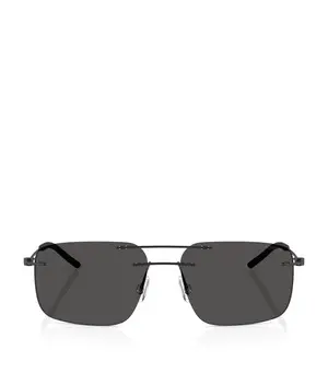 Moncler Steel Square Frame Sunglasses - Black
