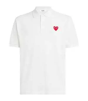 Play Comme Des Garcon Heart Logo Polo Shirt - White