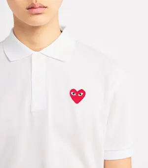 Play Comme Des Garcon Heart Logo Polo Shirt - White