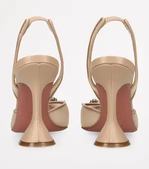 Amina Muaddi Mesh Begum Slingback 95 Pumps - Beige