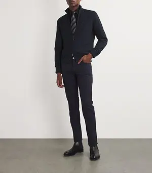 Brioni Cotton-silk-cashmere Zipped Sweater - Blue