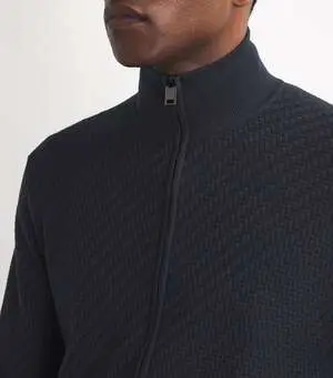Brioni Cotton-silk-cashmere Zipped Sweater - Blue