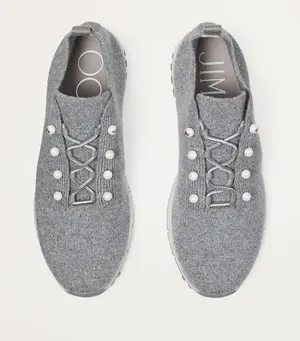 JIMMY CHOO Embellished Veles Sneakers - Grey