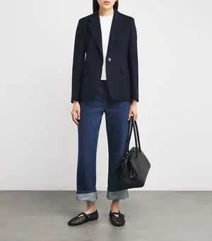 Max Mara Virgin Wool Single-breasted Blazer - Blue