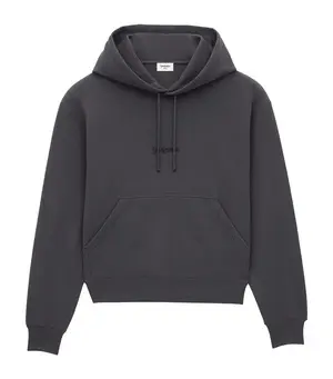 Saint Laurent Cotton Logo Hoodie - Grey