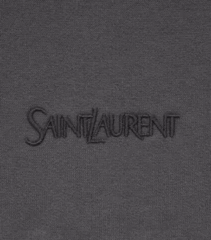 Saint Laurent Cotton Logo Hoodie - Grey