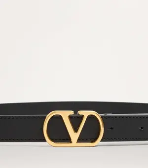 Valentino Garavani Leather Vlogo Signature Belt - Black