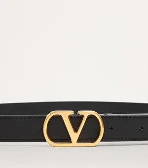 Valentino Garavani Leather Vlogo Signature Belt - Black
