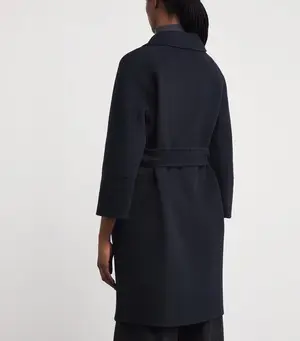 Max Mara Virgin Wool Short Wrap Coat - Blue