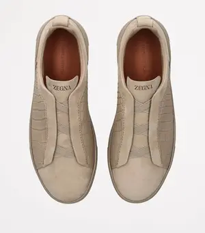 Zegna Triple Stitch Crocodile Leather Sneakers - Brown