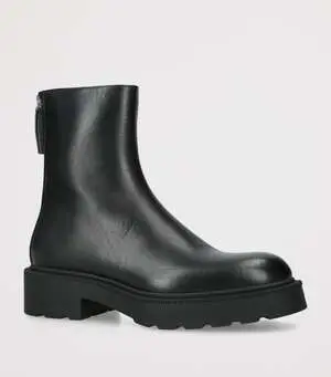 THE ROW Nobilis Fast Leather Ankle Boots - Black