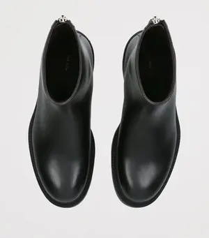 THE ROW Nobilis Fast Leather Ankle Boots - Black