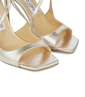 JIMMY CHOO Azia 95 Metallic Leather Sandals - Neutral