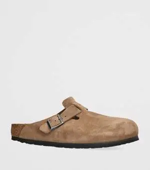 BIRKENSTOCK Suede Boston Clogs - Brown